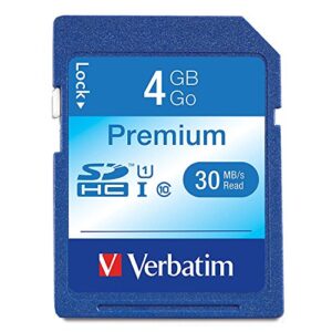 verbatim 4gb premium sdhc memory card, uhs-i u1 class 10, blue (96171)