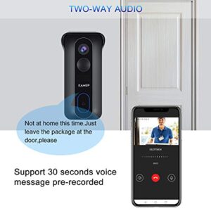 [Upgraded] Wireless WiFi Video Doorbell Camera with Chime HD 1080P Waterproof Home Security Doorbell Camera Battery Powered with 2-Way Audio, Motion Detection,IR,Wide Angle,Cloud Storage, KAMEP