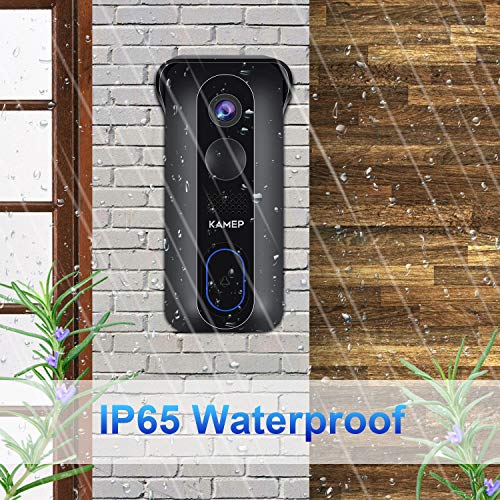 [Upgraded] Wireless WiFi Video Doorbell Camera with Chime HD 1080P Waterproof Home Security Doorbell Camera Battery Powered with 2-Way Audio, Motion Detection,IR,Wide Angle,Cloud Storage, KAMEP