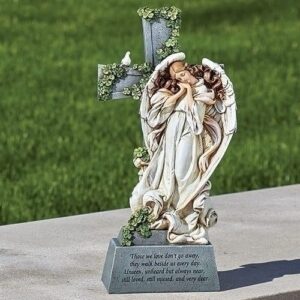 joseph’s studio by roman inc., irish memorial angel, garden collection, religious statue, holy family, memorial, angel, patron saint, garden décor (3x7x14)