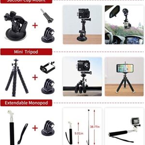 MOUNTDOG Action Camera Accessories Kit for GoPro Hero 10 9 8 7 6 5 4 3+ 3 Hero Session 5 Black Accessory Bundle Set for Yi AKASO Apeman SJ4000 DBPOWER WiMiUS QUMOX Campark Action Camera Accessory