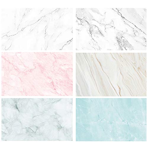 Flat Lay Backdrops Marble Photography Backgrounds Paper 3 Pack Kit 22x34Inch/ 56x86cm Double Sided Photo Props Rolls for Food Product Jewelry Tabletop Blog Pictures, 6 Pattern…