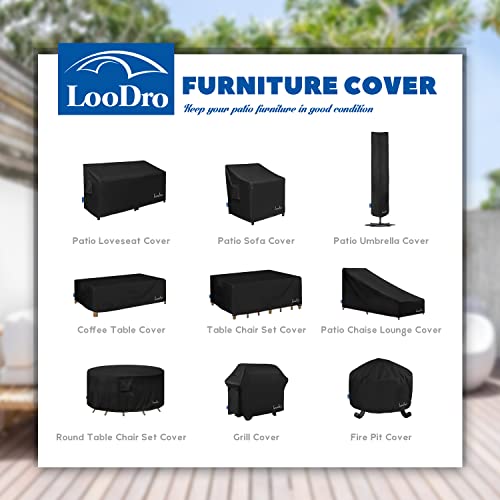 LooDro Patio Umbrella Cover fits 7-11ft Waterproof Umbrella Covers with Zipper Outdoor Garden Umbrellas Market Parasol Covers with Push Rod, Black