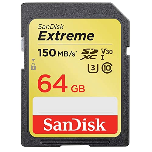 SanDisk 64GB Extreme SDXC UHS-I Memory Card - 150MB/s, C10, U3, V30, 4K UHD, SD Card - SDSDXV6-064G-GNCIN