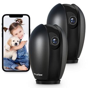 laview baby monitor with phone app (2 pack), 1080p wifi pet camera indoor, 360° home security camera with motion & sound detection, two-way audio, night vision, local & cloud storage, works with alexa