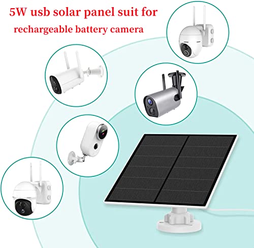 Solar Panel for Wireless Security Camera Outdoor,USB C & Micro USB 5W Solar Panel Compatible with Rechargeable Battery Camera, IP65 Waterproof Solar Panel with 9.8ft USB Cable