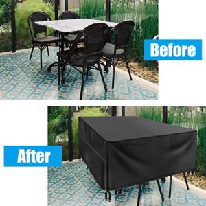 Neween Patio Furniture Cover Rectangle Heavy Duty Outdoor Lawn Garden Table Chair Covers with Zipper, Drawstring & Handle, Waterproof Outdoor Sofa Set Covers for Winter 67" L x 37" W x 26" H