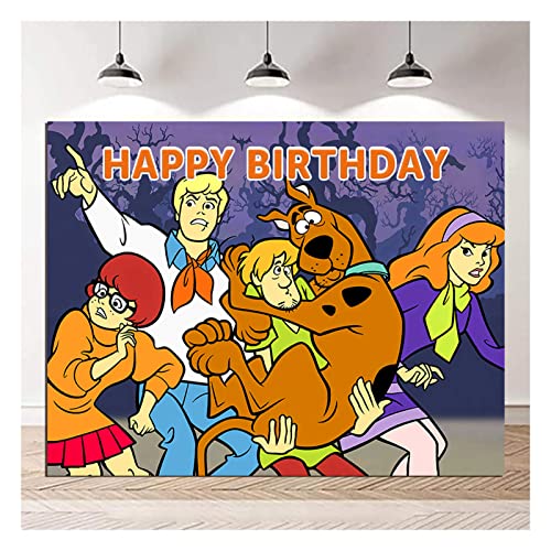 Cartoon What's New Scooby Doo Photography Background 5x3ft for Kids Scooby Theme Happy Birthday Party Supplies Cake Table Decoration Photo Backdrops Supplies