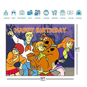 Cartoon What's New Scooby Doo Photography Background 5x3ft for Kids Scooby Theme Happy Birthday Party Supplies Cake Table Decoration Photo Backdrops Supplies