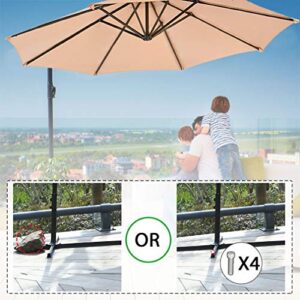 FDW Patio Furniture Set 4Pieces Outdoor Patio Chairs Wicker Sofa Garden Conversation Bistro Sets with Patio Umbrella Offset 10' Hanging Umbrella for Yard or Backyard