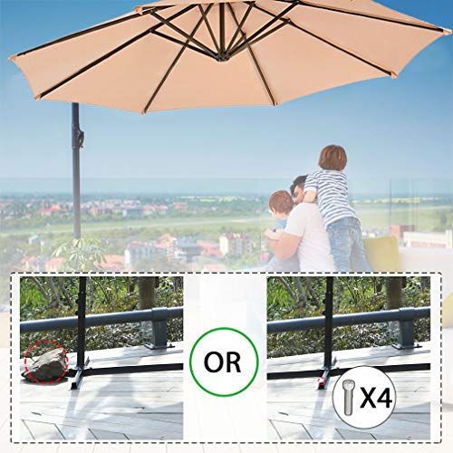 FDW Patio Furniture Set 4Pieces Outdoor Patio Chairs Wicker Sofa Garden Conversation Bistro Sets with Patio Umbrella Offset 10' Hanging Umbrella for Yard or Backyard