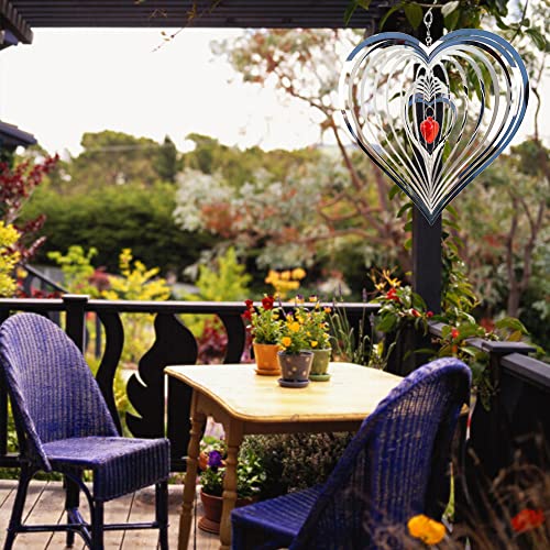 Wind Spinners for Yard and Garden,Kinetic Wind Sculpture,Wind Spinners Outdoor Hanging,Wind Sculptures & Spinners Yard Decor Heart Wind Spinners TEAYTIS (Silver)