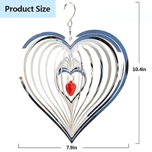 Wind Spinners for Yard and Garden,Kinetic Wind Sculpture,Wind Spinners Outdoor Hanging,Wind Sculptures & Spinners Yard Decor Heart Wind Spinners TEAYTIS (Silver)