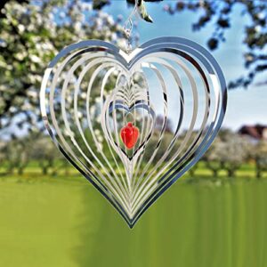 Wind Spinners for Yard and Garden,Kinetic Wind Sculpture,Wind Spinners Outdoor Hanging,Wind Sculptures & Spinners Yard Decor Heart Wind Spinners TEAYTIS (Silver)