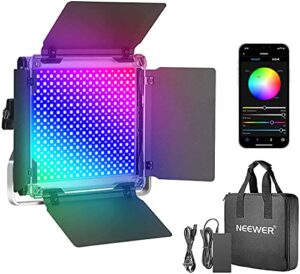 neewer 660 rgb led video light with app control, 360°full color video lighting, cri 97+ with barndoor/u bracket for gaming, streaming, youtube, webex, broadcasting, web conference, photography