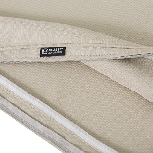 Classic Accessories Montlake FadeSafe Water-Resistant 80 x 26 x 3 Inch Outdoor Chaise Lounge Cushion Slip Cover, Patio Furniture Cushion Cover, Antique Beige, Patio Furniture Cushion Covers