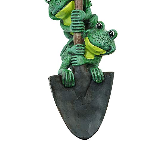 Dreamseden Frog Garden Statue Lawn Ornament Decor, 3 Cute Frogs Figurines on a Shovel, Fairy Outdoor Patio Yard Decorations