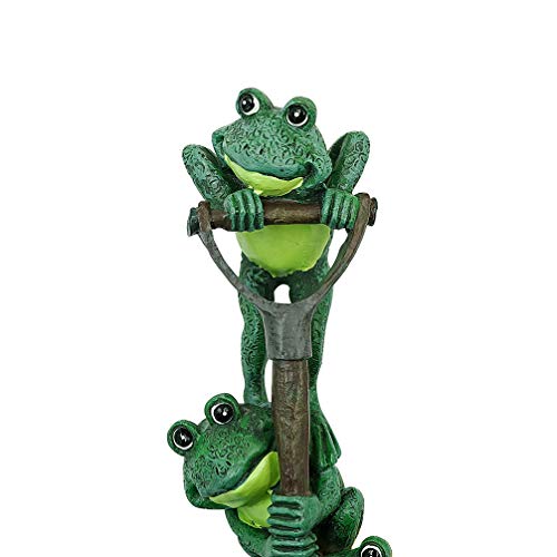 Dreamseden Frog Garden Statue Lawn Ornament Decor, 3 Cute Frogs Figurines on a Shovel, Fairy Outdoor Patio Yard Decorations