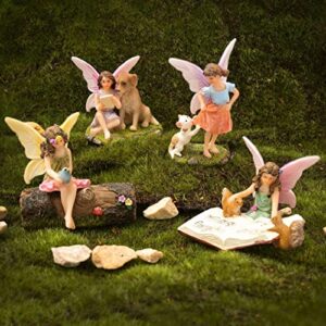 PRETMANNS Fairy Garden Accessories - Fairy Garden Fairies - Fairies for Fairy Garden Outdoor - Garden Fairy Figurines with Animal Friends - Miniature Fairies Garden Kit - 5 Fairy Items