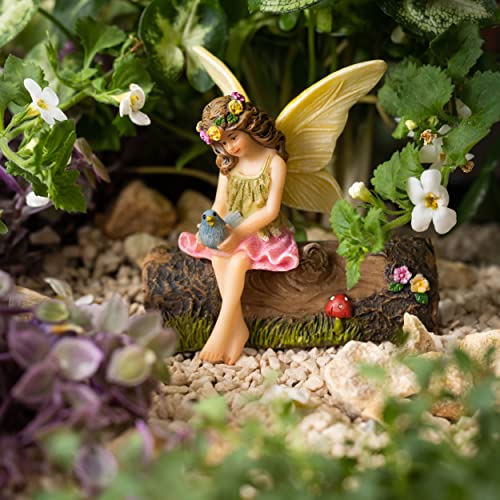 PRETMANNS Fairy Garden Accessories - Fairy Garden Fairies - Fairies for Fairy Garden Outdoor - Garden Fairy Figurines with Animal Friends - Miniature Fairies Garden Kit - 5 Fairy Items