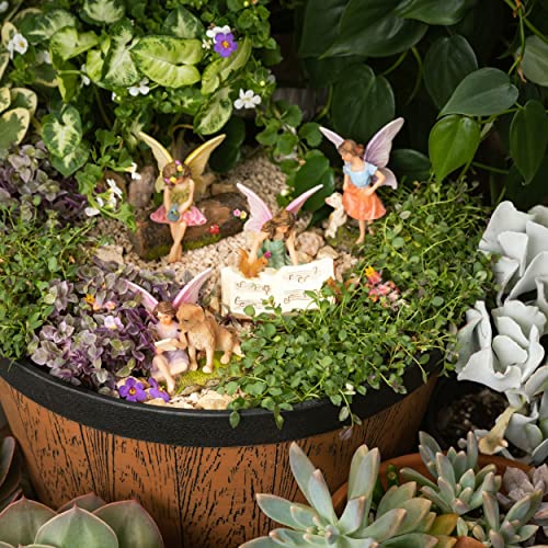 PRETMANNS Fairy Garden Accessories - Fairy Garden Fairies - Fairies for Fairy Garden Outdoor - Garden Fairy Figurines with Animal Friends - Miniature Fairies Garden Kit - 5 Fairy Items