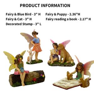 PRETMANNS Fairy Garden Accessories - Fairy Garden Fairies - Fairies for Fairy Garden Outdoor - Garden Fairy Figurines with Animal Friends - Miniature Fairies Garden Kit - 5 Fairy Items