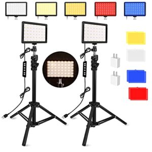 unicucp 2 packs 96 dimmable 2400-6800k bi-color led video light 11 brightness 97 cri with adjustable tripod stand/4 color filters for video conference lighting/youtube photography/zoom calls/vlogging