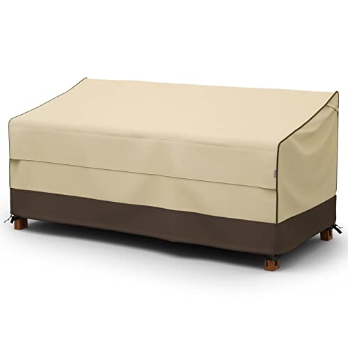 MR. COVER 3-Seater Outdoor Couch Cover Waterproof, 80-Inch Patio Furniture Covers for Sofas, Large Air Vents, UV-Resistant & Heavy Duty Material, Brown & Khaki, Sifdios Series