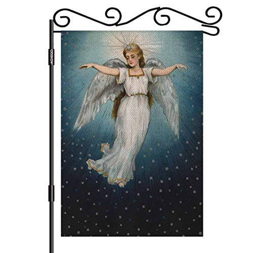 AOYEGO Angel Flying Garden Flag Small Vertical Double Sided 12.5 x 18 Inch Christmas in a Starry Night Sky Burlap Yard Outdoor Decor