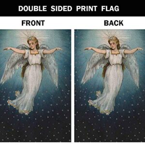 AOYEGO Angel Flying Garden Flag Small Vertical Double Sided 12.5 x 18 Inch Christmas in a Starry Night Sky Burlap Yard Outdoor Decor