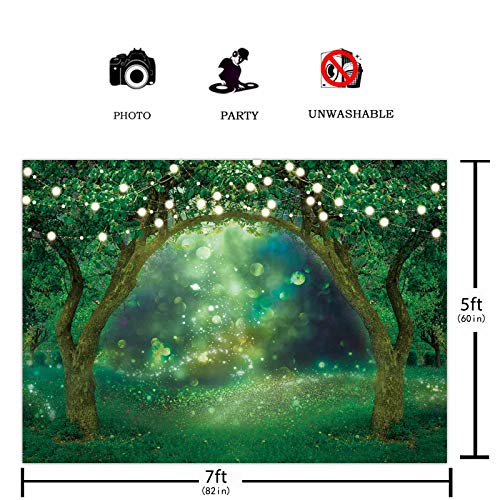 Funnytree 7x5FT Spring Enchanted Garden Backdrop Forest Fairy Wonderland Woodland Background Wedding Baby Shower Birthday Party Banner Cake Smash Decor Studio Portrait Prop Photobooth Gift Favors