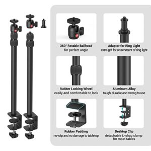 SmallRig Selection 19"-39" Camera Desk Mount 2 PCS Table Stand with 1/4" Ball Head, Tabletop C Clamp for DSLR Camera, Ring Light, Live Streaming, Photo Video Shooting - 3883 (2 PCS)