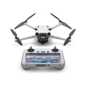 dji mini 3 pro (dji rc) – lightweight and foldable camera drone with 4k/60fps video, 48mp photo, 34-min flight time, tri-directional obstacle sensing, ideal for aerial photography and social media