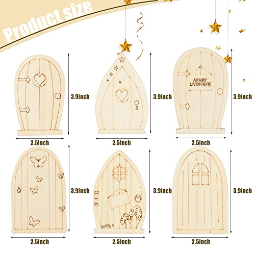 Hagao Fairy Door Wooden Garden Doors Mini Window Fairy House DIY Craft Kit for Wall Home Party Decoration 48 Pcs