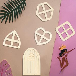 Hagao Fairy Door Wooden Garden Doors Mini Window Fairy House DIY Craft Kit for Wall Home Party Decoration 48 Pcs