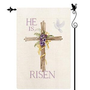 gormcore he is risen garden flag easter greeting religion small garden flag vertical double sided rustic farmland burlap yard lawn outdoor decor 12.5×18