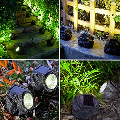 Dynaming 3 Pack Outdoor Solar Rock Lights, Solar Powered Garden Decorative Stone Lights Waterproof LED Landscape Spotlight for Lawn, Ground, Driveway, Yard, Patio, Pathway, Walkway