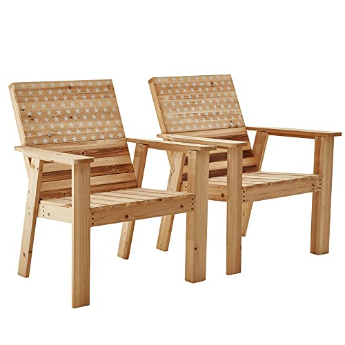 LOKATSE HOME Wood Patio Dining Chairs Set of 2 for Garden, Yard, Lawn, Deck, Porch, Outdoor Living, 32.3"(D) x 29.7"(W) x 36.6"(H), Wooden