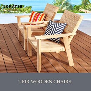 LOKATSE HOME Wood Patio Dining Chairs Set of 2 for Garden, Yard, Lawn, Deck, Porch, Outdoor Living, 32.3"(D) x 29.7"(W) x 36.6"(H), Wooden