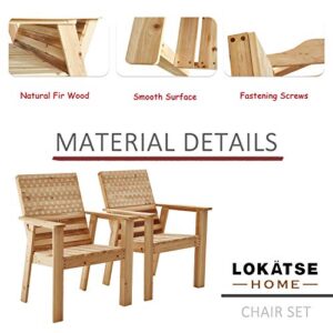 LOKATSE HOME Wood Patio Dining Chairs Set of 2 for Garden, Yard, Lawn, Deck, Porch, Outdoor Living, 32.3"(D) x 29.7"(W) x 36.6"(H), Wooden