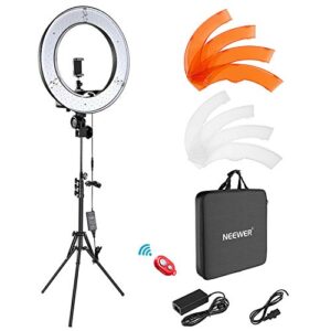 neewer ring light kit:18″/48cm outer 55w 5500k dimmable led ring light, light stand, carrying bag for camera,smartphone,youtube,tiktok,self-portrait shooting, black, model:10100416