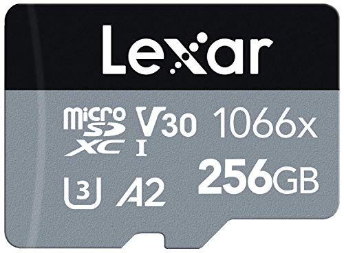 Lexar Professional 1066x 256GB microSDXC UHS-I Card w/ SD Adapter, C10, U3, V30, A2, Full HD, 4K UHD, Up to 160MB/s Read, for Action Cameras, Drones, High-End Smartphones, Tablets (LMS1066256G-BNANU)