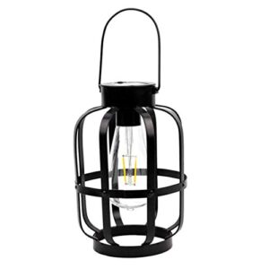 cabilock solar iron lantern hanging solar lantern lights outdoor rustic wire lights retro night lamp decorative lantern for outdoor patio garden backyard (black a) vintage solar lamp