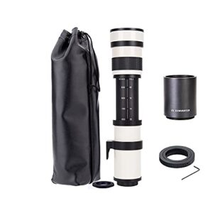 jintu 420-1600mm 800mm f/8.3 manual zoom telephoto lens + t-mount for canon eos dslr cameras 4000d 2000d 1200d t7 t7i t6 t6i t5 t5i sl2 80d 77d 700d 70d 60d 50d 5d 6d 7d 600d 550d white