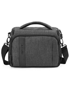 bagsmart camera bag padded camera shoulder bag for photographers, waterproof camera bags & cases with rain cover for slr dslr, lenses, accessories, grey