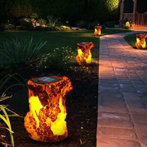 greatpro 2pcs outdoor solar lights , stump lamp solar powered/waterproof/outdoor lantern for garden/yard/patio/pathway/lawn/festival decor, flickering flame light chistmas, 2 pack