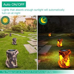 GreatPro 2PCS Outdoor Solar Lights , Stump Lamp Solar Powered/Waterproof/Outdoor Lantern for Garden/Yard/Patio/Pathway/Lawn/Festival Decor, Flickering Flame Light Chistmas, 2 Pack