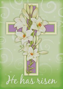 toland home garden 117094 easter cross easter flag 12×18 inch double sided easter garden flag for outdoor house religious flag yard decoration