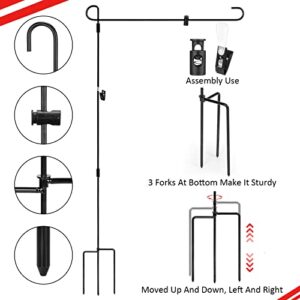 10 Pack Garden Flag Holder Stand Three Prongs Flag Holder Garden Flag Pole Holder Metal Powder Coated Flag Pole with Clip Stopper for Outdoor Garden Home Lawn Decoration with Clips, 15 Inch