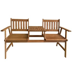 fdw outdoor patio bench wood garden bench park bench acacia wood for pool beach backyard balcony porch deck garden wooden furniture, natural oiled